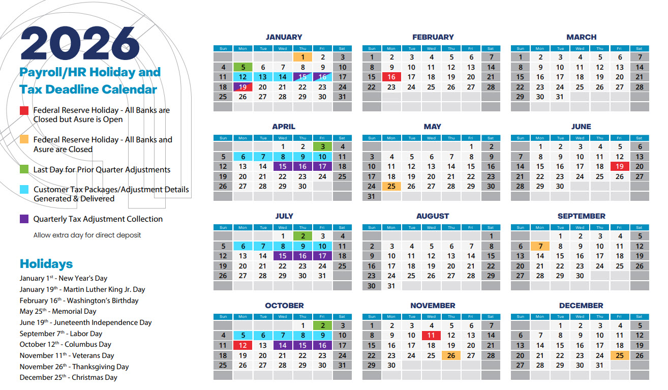 Asure Releases 2026 Calendar - Payroll Solutions